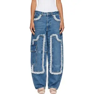 GANNI Audri Lace Jeans In Rigid Denim