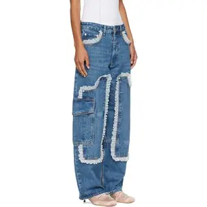 GANNI Audri Lace Jeans In Rigid Denim