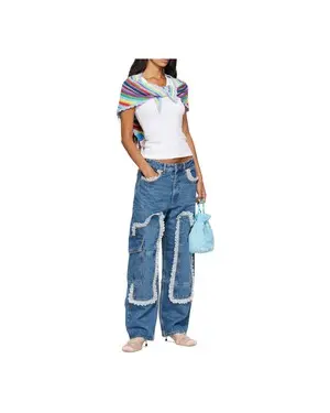 GANNI Audri Lace Jeans In Rigid Denim