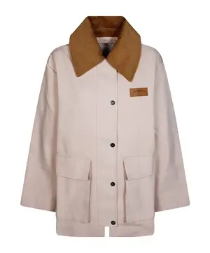 GANNI Collared Long-sleeved Casual Jacket - Nude
