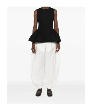 Cecilie Bahnsen Sleeveless Top With Ruffled Hem - Black