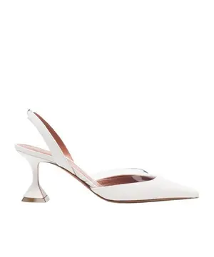 Amina Muaddi Lara Sling 70 Nappa And Transparent Pvc - White