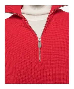 Malo Ribbed-knit Half-zip Sweater
