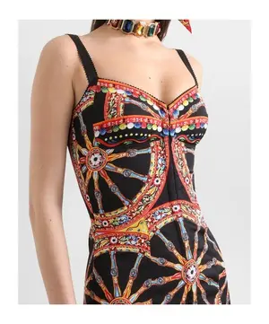 Dolce & Gabbana Carretto-printed Mini Charmeuse Dress