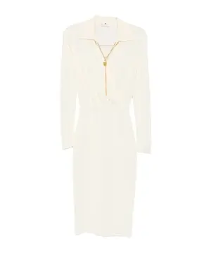 Elisabetta Franchi Long-sleeve Midi Dress With Gold-tone Padlock Detail