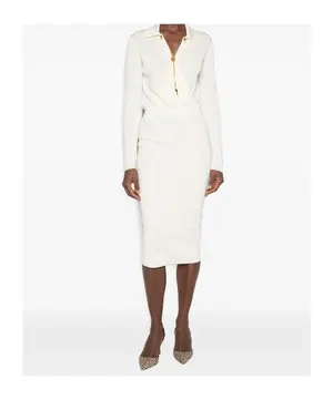 Elisabetta Franchi Long-sleeve Midi Dress With Gold-tone Padlock Detail