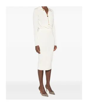 Elisabetta Franchi Long-sleeve Midi Dress With Gold-tone Padlock Detail