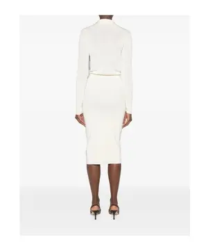 Elisabetta Franchi Long-sleeve Midi Dress With Gold-tone Padlock Detail