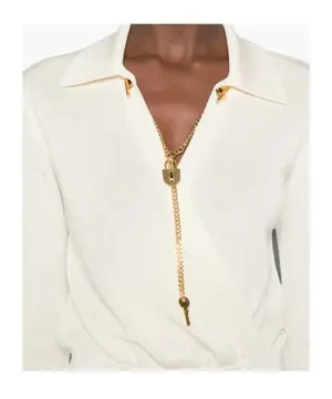 Elisabetta Franchi Long-sleeve Midi Dress With Gold-tone Padlock Detail