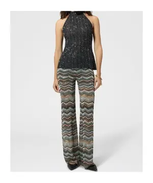Missoni Chevron Pattern Sequin Embellished Palazzo Trousers