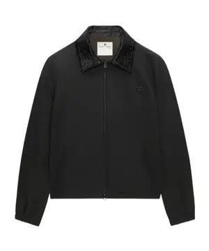 COURREGES Vinyl-collar Bomber Jacket - Black