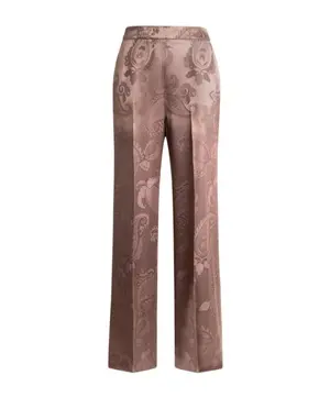 Etro Jacquard Trousers With Floral Paisley Motif - Brown
