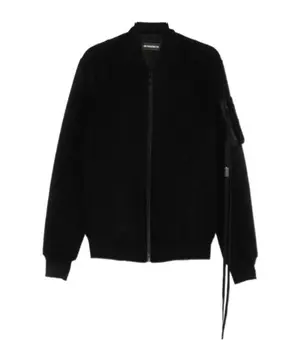 ANN DEMEULEMEESTER Dries Ribbed-trim Zip-up Bomber Jacket - Black