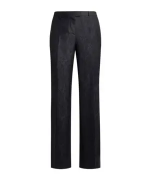 Etro Wool Jacquard Trousers With Arnica Motif - Black