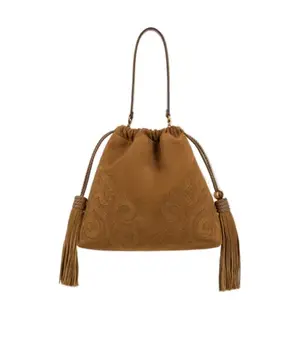 Etro Medium Suede Kalispera Bag With Patch And Tassels