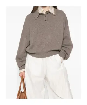 LISA YANG Knitted Polo Shirt With Button Fastening And Ribbed Trims