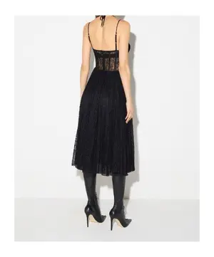 Elisabetta Franchi Lace-panelled Pleated Midi Dress