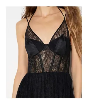 Elisabetta Franchi Lace-panelled Pleated Midi Dress