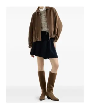 Brunello Cucinelli Virgin Wool Crêpe Chevron Skirt-pants With Monili