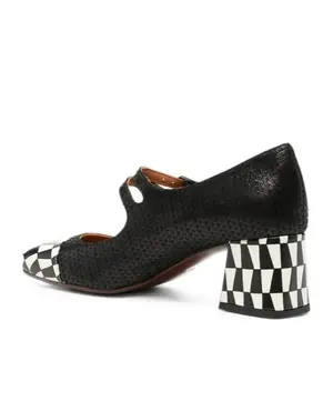 Chie Mihara Volcano Check-pattern Double-strap Pumps