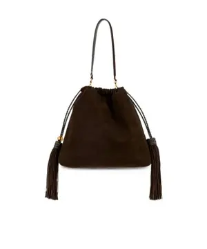Etro Medium Suede Kalispera Bag With Patch And Tassels