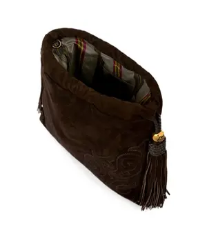 Etro Medium Suede Kalispera Bag With Patch And Tassels