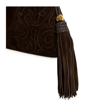 Etro Medium Suede Kalispera Bag With Patch And Tassels