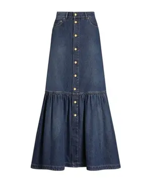 Dolce & Gabbana Dolce & Gabbana Midi Denim Skirt With Logo Plate No