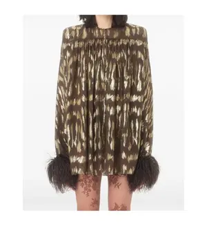 Valentino Garavani Sequined Jacquard Shirt With Feather Cuffs - No