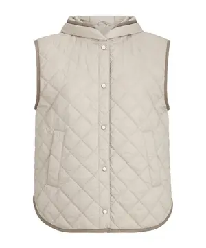 Brunello Cucinelli Lightweight Matte Nylon Quilted Vest With Thermore Padding And Hood - Nude