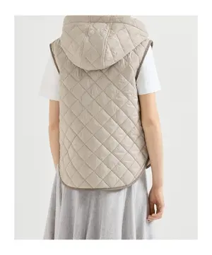 Brunello Cucinelli Lightweight Matte Nylon Quilted Vest With Thermore Padding And Hood