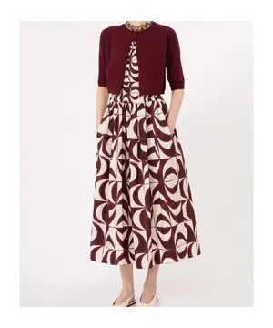 Max Mara Sleeveless Round Neck Printed Maxi Dress - Red