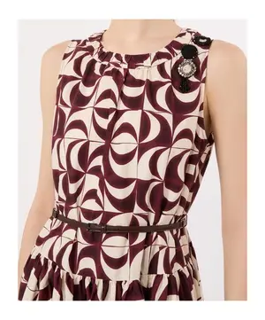 Max Mara Sleeveless Round Neck Printed Maxi Dress - Red