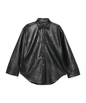HAIKURE Long-sleeve Shirt-style Leather Jacket - Black