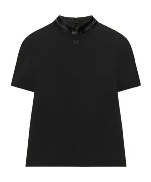 COURREGES Vinyl-trimmed High-neck T-shirt