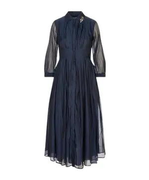 Max Mara Collared Long-sleeved Dress - Black