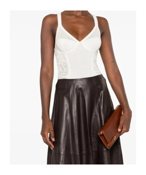 Elisabetta Franchi Lace-panelled V-neck Sleeveless Top