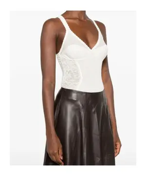 Elisabetta Franchi Lace-panelled V-neck Sleeveless Top