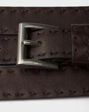 Prada Antiqued Leather Belt With Buckle Detail