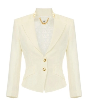 Elisabetta Franchi Gabardine Jacket With Embellished Collar