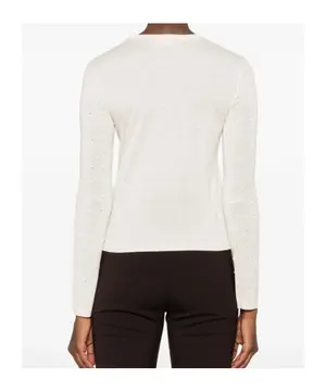 Max Mara Crew Neck Long-sleeve Knitwear With Ribbed Trim