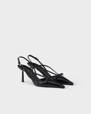 Prada Brushed-leather Slingback Pumps