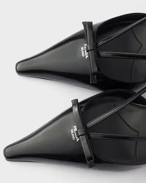 Prada Brushed-leather Slingback Pumps