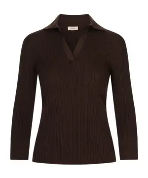 Agnona Collared Knit Sweater - Black