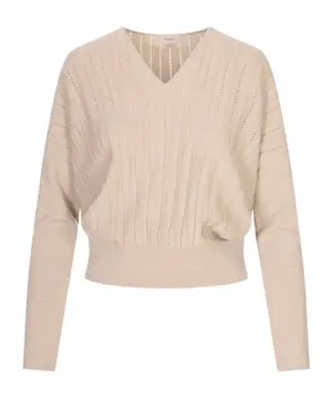 AGNONA Agnona Pointelle-Knit V-Neck Jumper