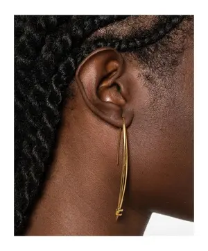 Elisabetta Franchi Tone Logo Plaque Drop Earrings