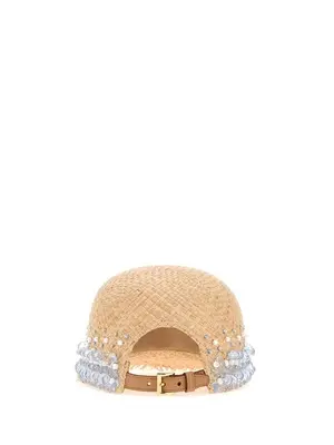 Prada Embellished Rafia Baseball Hat
