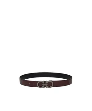 FERRAGAMO Reversible And Adjustable Gancini Belt - Cordovan/black