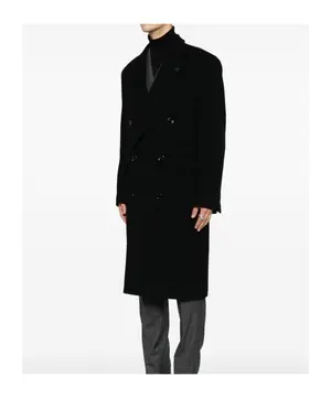 LARDINI Double-breasted Peaked-lapel Coat