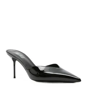 Paris Texas Patent Leather Pointed Toe Mules - Black